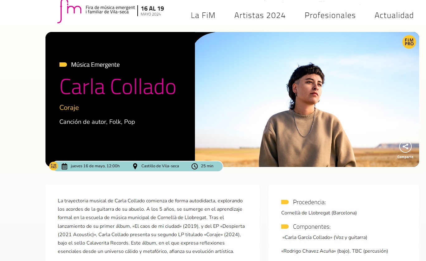 La cantautora Carla Collado al FiM Vilaseca - Tarragona Ràdio ...